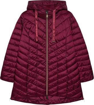 Fiorella Rubino Doudoune Longue L&eacute;g&egrave;re Matelass&eacute;e &agrave; Chevrons - Femme - Manteaux - Rouge - Taille: 48 FR