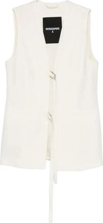Patrizia Pepe Femme, Vestes, Blanc, Taille: 40 FR Gilet avec liens d&eacute;coratifs