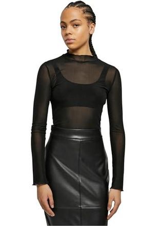 Urban Classics Ladies Mesh Turtleneck Body T-Shirt, Black, 5X-Large Femme