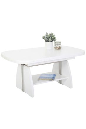 Boxxx Couchtisch, Wei&szlig;, Holzwerkstoff, Holzoptik, rechteckig, Wange, 67x53-69x108-157 cm, h&ouml;henverstellbar, ausziehbar, Wohnzimmer, Wohnzimmertische, Coucht