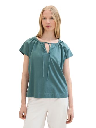 Tom Tailor Damen Overiszed Fit Bluse mit Bindedetail, 10697 - Sea Pine Green, 42