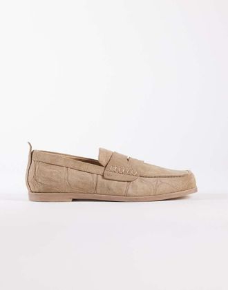 Bronx Colb-y - Loafer aus Wildleder in Sand mit eckiger Zehenpartie-Neutral
