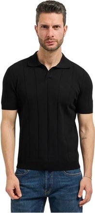 Gran Sasso Homme, Tops, Noir, Taille: XL Fresh Cotton Polo