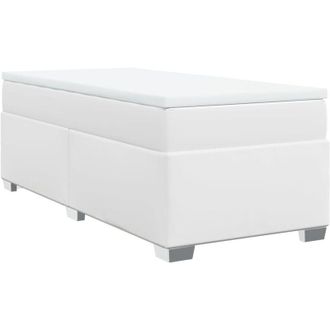 vidaXL Boxspringbett mit Matratze Wei&szlig; 80x200 cm Kunstleder Vidaxl