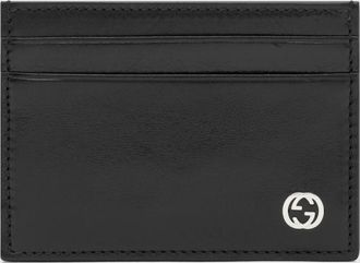 Gucci Flacher Leder-Kartenhalter mit gepr&auml;gtem GG-Monogramm-Logo