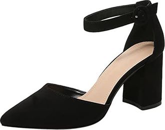 Generic Sandales d&eacute;t&eacute; pour femme avec talon carr&eacute; - Chaussures pointues &eacute;l&eacute;gantes - Chaussures de soir&eacute;e &eacute;l&eacute;gantes - Chaussures de mariage - Sangle de chevill