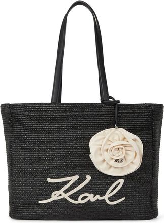 Karl Lagerfeld sac porté épaule à appliqué fleur - Noir