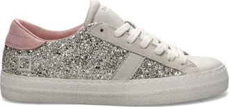 D.A.T.E. Baskets pour femme Hill Low en cuir ivoire et rose avec paillettes Platine - Hill Low W 441-HL-GL-PL - Taille 36, or, 39 EU