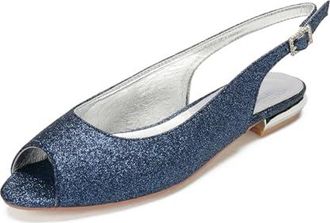 Generic Chaussures De Mariage Femmes D&eacute;t&eacute; Plates Sandales Mari&eacute;e Slingbacks Plates Bureau Travail Soir Sandale 1.8Cm,Dark Blue,41 EU