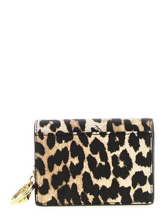 Ganni Leopard-Print Calf Hair Card Case - Beige