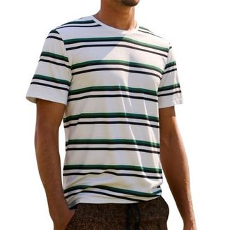 Generic T-shirt pour homme avec imprim&eacute; ray&eacute; tendance et manches courtes pour homme, Vert fonc&eacute;., 5XL