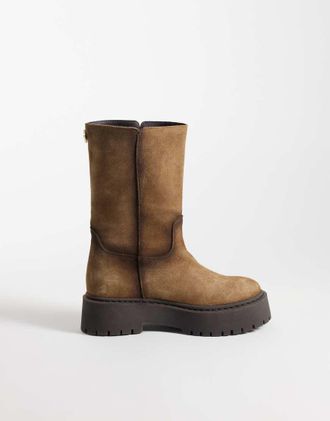 Steve Madden bottines chunky Soleil en daim taupe vieilli-Neutre