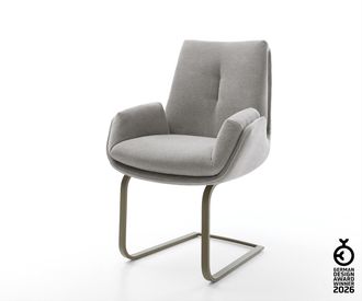 DELIFE Freischwinger Clea-Flex Strukturstoff Soft Grau Freischwinger flach Effektfinish Titan, Esszimmerst&uuml;hle