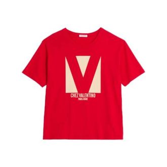 Valentino Rotes Rundhals Kurzarm T-Shirt - - Tops - Herren - Rot - M
