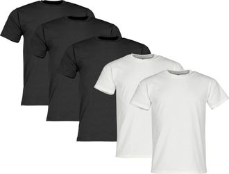 Fruit Of The Loom Heavy Cotton Tee Shirt 5er-Pack Herren, 3X Black + 2X White, 3XL