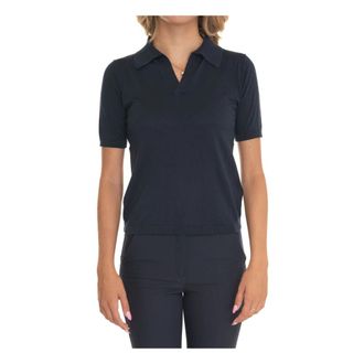 Max Mara Seiden Baumwoll Poloshirt - - Tops - Damen - Blau - XL