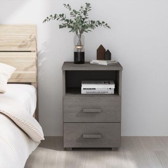 vidaXL Table de chevet hamar Gris clair 40x35x62 cm Bois de pin massif Vidaxl