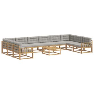 vidaXL Set Di Divani Da Esterno 11 Pz Bianco E Grigio Chiaro Vidaxl