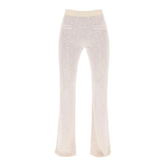 Palm Angels Monogram Lurex Strickhose - - Trousers - Damen - Beige - S
