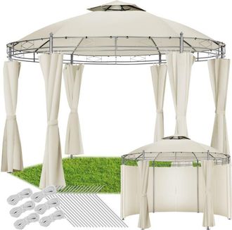 TecTake Tectake - Tonnelle de jardin 3,5 m - Toile polyester 180 g/m&sup2; - Panneaux lat&eacute;raux amovibles pour protection - Montage facile