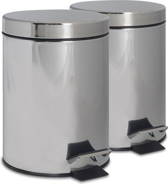 Harbour Housewares Runder Edelstahl Treteimer - 3 Liter - Chrom - 2X Schlank K&uuml;che Badezimmer M&uuml;ll M&uuml;lleimer M&uuml;lltonne Beh&auml;lter mit Deckel