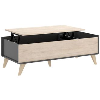 PEGANE Pegane - Table basse modulable coloris graphite/naturel - Longueur 99 x Hauteur 41 x Profondeur 60 cm