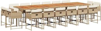 vidaXL Vidaxl - Ensemble &agrave; manger de jardin et coussins 17 pcs beige