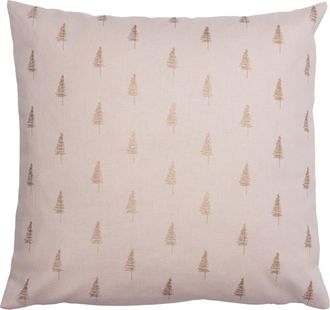 herbalind Zirbenkissen mit Bäumchen-Motiv - Edles Design, 100% Baumwolle, Natürliche Zirbenfüllung - 30x30 cm - Light Sand/Gold