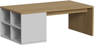 Vicco Couchtisch Kivo, Weiß/Eiche, 90 x 50 cm mit offenen 4 Fächern