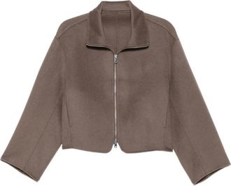 Filippa K Veste courte en laine zipp&eacute;e - Femme - Vestes - Brun - Taille: 38 FR