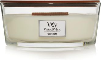 Woodwick Ellipsenförmige WoodWick Duftkerze mit knisterndem Docht, White Teak, bis zu 50 Stunden Brenndauer,Large, Ellipse, 454g