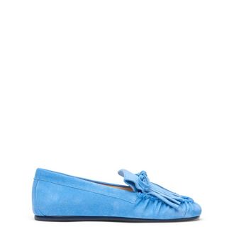 Stuart Weitzman Femme, Chaussures, Bleu, Taille: 38 1/2 EU Britt Fringe Moccasin