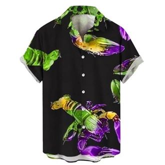 Generic Costume de carnaval pour homme - Chemise &agrave; manches courtes - Chemise de loisirs l&eacute;g&egrave;re et respirante - Coupe ajust&eacute;e - Chemise de vacances boutonn&eacute;e -