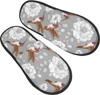 Generic L&eacute;g&egrave;re Hiver Pantoufles Homme Colibri Fleur Vintage Maison Pantoufles Unisex Chaussons dint&eacute;rieur pour Hiver Adulte Femme M