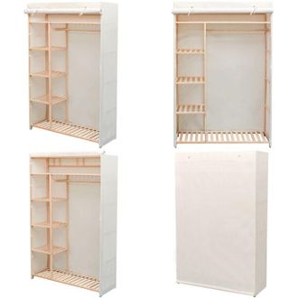vidaXL Schrank Stoff und Kiefernholz 110 x 40 x 170 cm - Kleiderschrank - Garderoben - Textilschr&auml;nke - Holzschrank - Kommode - Home & Living