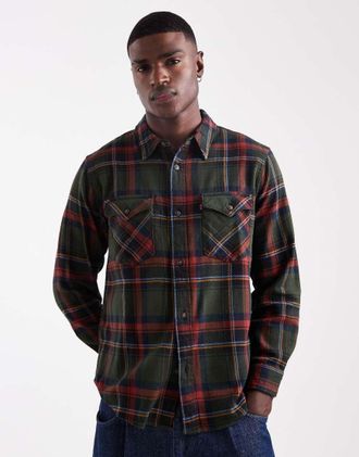 Levi's Chemise style western d&eacute;contract&eacute;e &agrave; carreaux - Vert fonc&eacute;