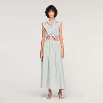 Sandro Kurze Streifenbluse mit Strass