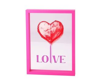 Giftcompany Love Frames, Glasbild, Motiv: LOVE, hot pink, 26x35x4 cm