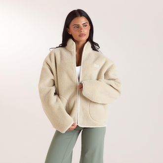Lounge Veste Borg Zipp&eacute;e - Cr&egrave;me - XXL