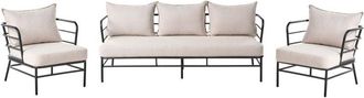 Beliani Beliani - Ensemble de Jardin Canap&eacute; 3 Places et 2 Fauteuils en Aluminium avec Coussins &Eacute;pais D&eacute;perlant Beige Clair Ponzone