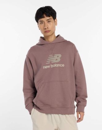 New Balance Athletics - Kapuzenpullover aus French Terry in Schattenbraun mit Logo-Brown
