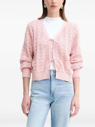 Guess Co cardigan en maille ajourée à fermeture nouée - Rose