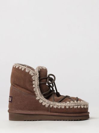 Mou Bottines Eskimo en daim avec coutures contrast&eacute;es et doublure en laine