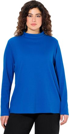 Ulla Popken Damen große Größen Übergrößen Plus Size Shirt, Rollkragen, Classic, Langarm Jeans blau 54+ 831786763-54+