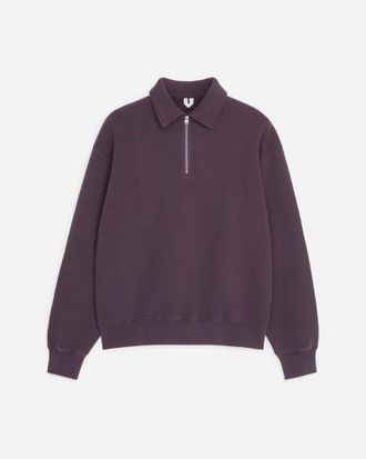Arket Sweatshirt Aus Baumwolle Mit Kurzem Rei&szlig;verschluss -Lila