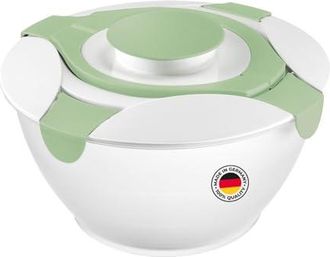 Westmark Salatbutler/-schüssel mit Tragegriffen und Dressing-Behälter, Fassungsvermögen: 6,5 Liter, Kunststoff, Praktika, Transparent/Weiß/Mint-Grün, 2422227M