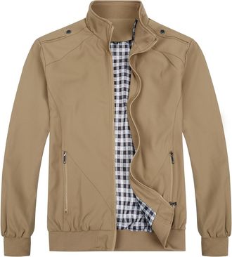 AlltheMen Herren Bomberjacke mit Stehkragen, &uml;&sup1;bergangsjacke f&uml;&sup1;r den Herbst, l?ssige Sportjacke Khaki