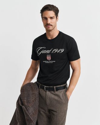 GANT Herren Script Graphic T-Shirt (XXXL) Schwarz