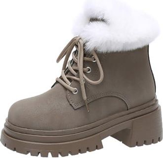 Generic Bottines Femme &agrave; Lacets Bout Rond Semelle Plateforme Style Combat Bottes Courtes dHiver Chic et Elegant Boots Chaussures L&eacute;g&egrave;res D&eacute;contract&eacute;e 40