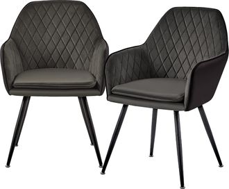 Trisens Exklusive Esszimmerst&uuml;hle in Samt Lederoptik Esstischst&uuml;hle gepolsterte K&uuml;chenst&uuml;hle mit abgestepptem Bezug stabile St&uuml;hle Esszimmer mit Metallgestell